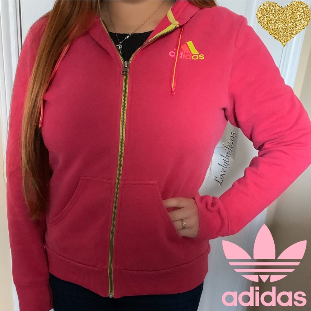 Adidas Three Stripe Full Zip Hoodie Size Large - Gem